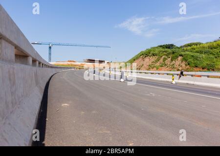 New highway roads junction construction building of ramps,exits, entry ...