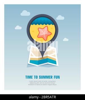 Starfish vector pin map icon. Beach Map pointer. Summer Map markers ...