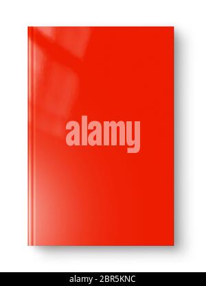 Red blank hardcover book mockup, template on red and white background ...