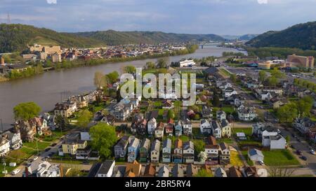 Structures dot the landscape of Wheeling Island in West Virgina Stock ...