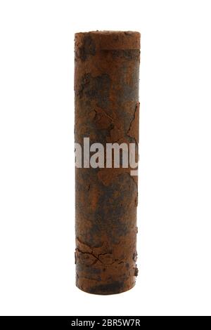 very dirty rusty water filter on white background Stock Photo - Alamy