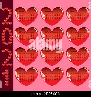 stylish red black 2021 calendar design template Stock Vector Image ...