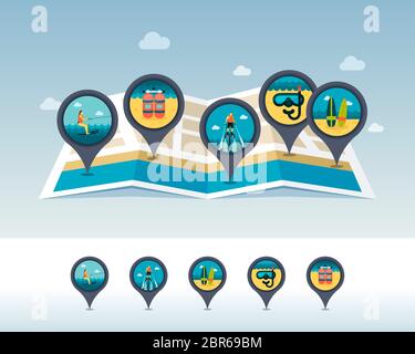 Oxygen tank vector pin map icon. Beach Map pointer. Summer Map markers ...