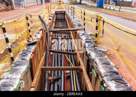 Electrical new high voltage cables been installed in underground ...