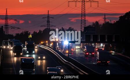Autobahn in Germany as seen from above. Aerial view of freeway ramp and ...