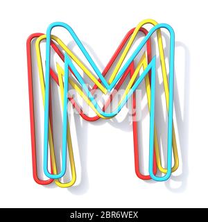 Three basic color wire font Letter Y 3D rendering illustration isolated ...