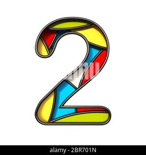 Black and white layered Number 2 TWO 3D render illustration isolated on ...