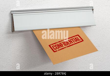 Receiving a private and confidential envelope in the office mailroom ...