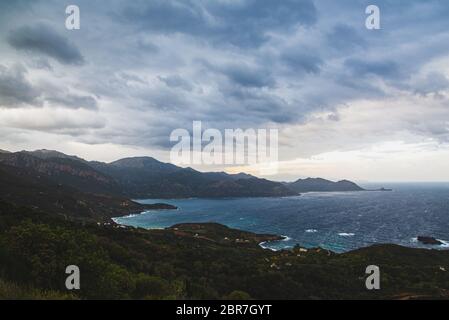 Beautiful sunset landscape near Byzantine village Velanidia cape Malea ...