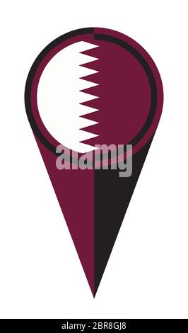 Qatar map pin flag icon. Qatari pennant map marker on a metal needle. 3D realistic illustration ...