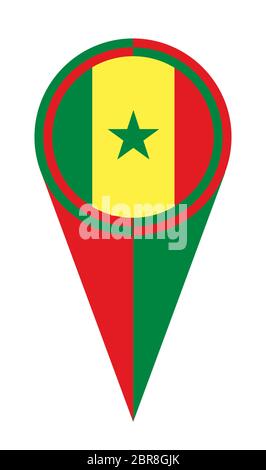 Senegal map pin flag icon. Senegalese pennant map marker on a metal ...
