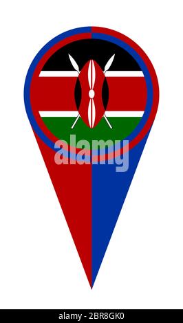 Kenya map pin flag icon. Kenyan pennant map marker on a metal needle ...