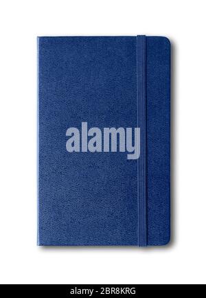 Marine blue closed notebook mockup isolated on white Stock Photo - Alamy