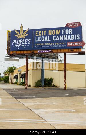 Legal Cannabis sign on the side of the 55 freeway in Orange County ...