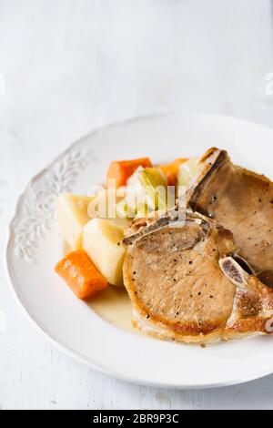 close up of rustic germain braised pork chops Stock Photo - Alamy