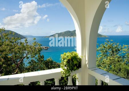 Panoramic view from Great Camanoe Island to Guana Island on British ...