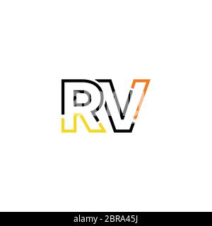 RV R V letter logo design. Initial letter RV linked circle uppercase ...
