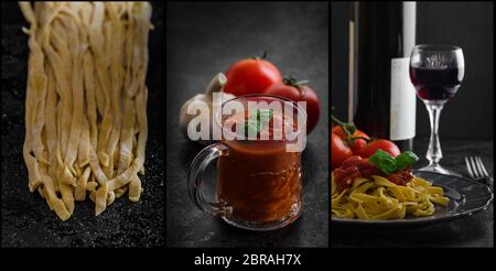 Semolina pasta with spicy tomato salsa, garlic and basil Stock Photo ...