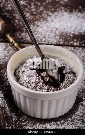 Chocolate souffle home, baked in oven from hight quality cocoa Stock ...