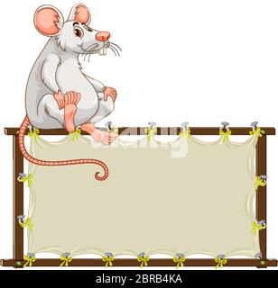 Board template with cute mouse on white background illustration Stock ...