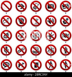 Prohibited set symbols. Forbidden sign collection. Sticker for ...