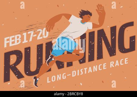 Long-distance runner. Poster. Vector illustration Stock Vector Image ...