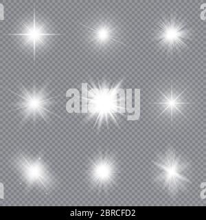 Set of bright stars. Sunlight translucent special design light effect ...