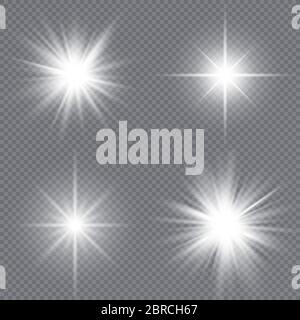 Set of bright stars. Sunlight translucent special design light effect ...
