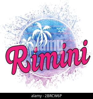Italy, Rimini flat travel skyline set. Italy, Rimini black city vector ...