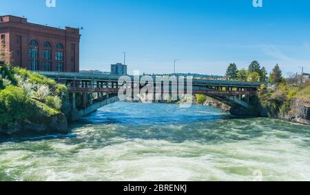 steel bridge in Riverfront Park on the sunny day,Spokane,Washington,usa ...