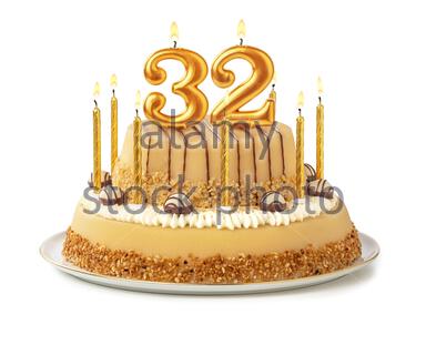 Burning birthday candles number 32 Stock Photo - Alamy