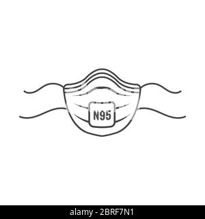 N95 facemask ppe face mask icon set w respiratory face masks Stock ...