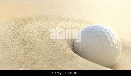 3D render of a close up of sand against a defocussed palm tree island ...
