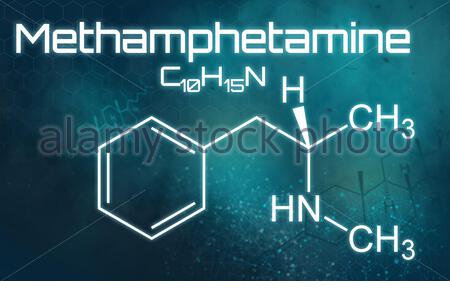 Structural formula of the methamphetamine crystal meth molecule Stock ...