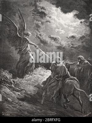Balaam and the angel, Balaam's Donkey, Old Testament, by Julius Schnorr ...