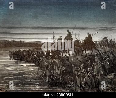 The Israelites Cross the Jordan River Old Testament, Gustave Doré, 1863 ...