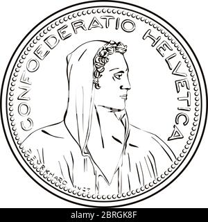 5 Swiss Francs silver coin, obverse alpine herdsman, reverse federal ...