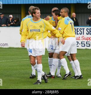 CANVEY ISLAND, UK OCTOBER 09: MATT GADSBY of Forest Green CELEBRATE ...