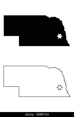 Nebraska, NE - detailed political map of US state. Administrative map ...