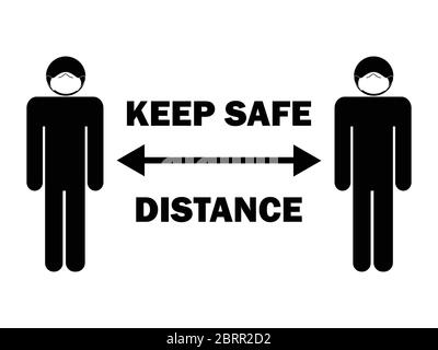 Safe distance rule during virus quarantine. Hand drawn. Stickman ...