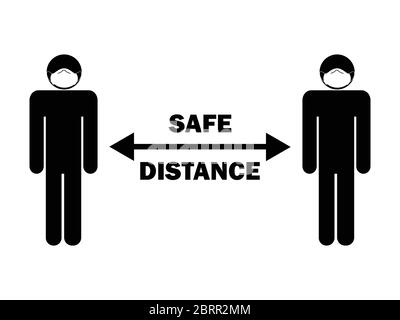 Safe distance rule during virus quarantine. Hand drawn. Stickman ...