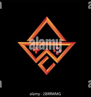 Gamer text with black controller. Icon. Vector on isolated white ...