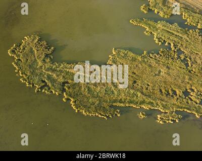 Aerial view of Tuzly Estuary National Nature Park near by Black Sea ...