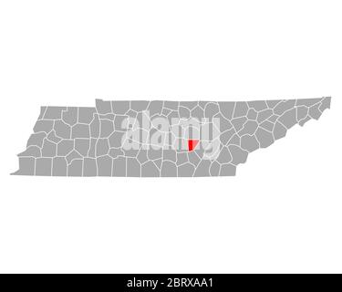 Map of Van Buren in Tennessee Stock Photo - Alamy