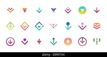 Swipe top down or download icon scroll pictogram set isolated for blogger web ui ux design ...
