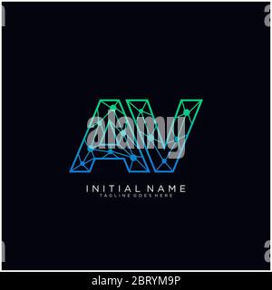Initial AV alphabet line art logo design of vector Stock Vector Image ...
