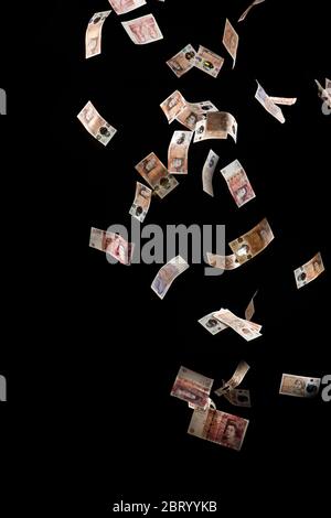 Falling UK money British pound drop dropping currency exchange fall ...