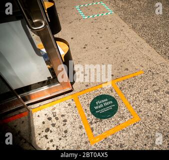 A social distancing warning sign is seen in Bethlehem, Palestine on 23 ...