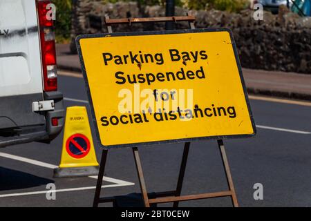 Parking bays suspended for social distancing Stock Photo - Alamy