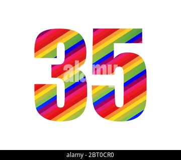 Happy Birthday thirty five 35 year fun design with number, text label ...
